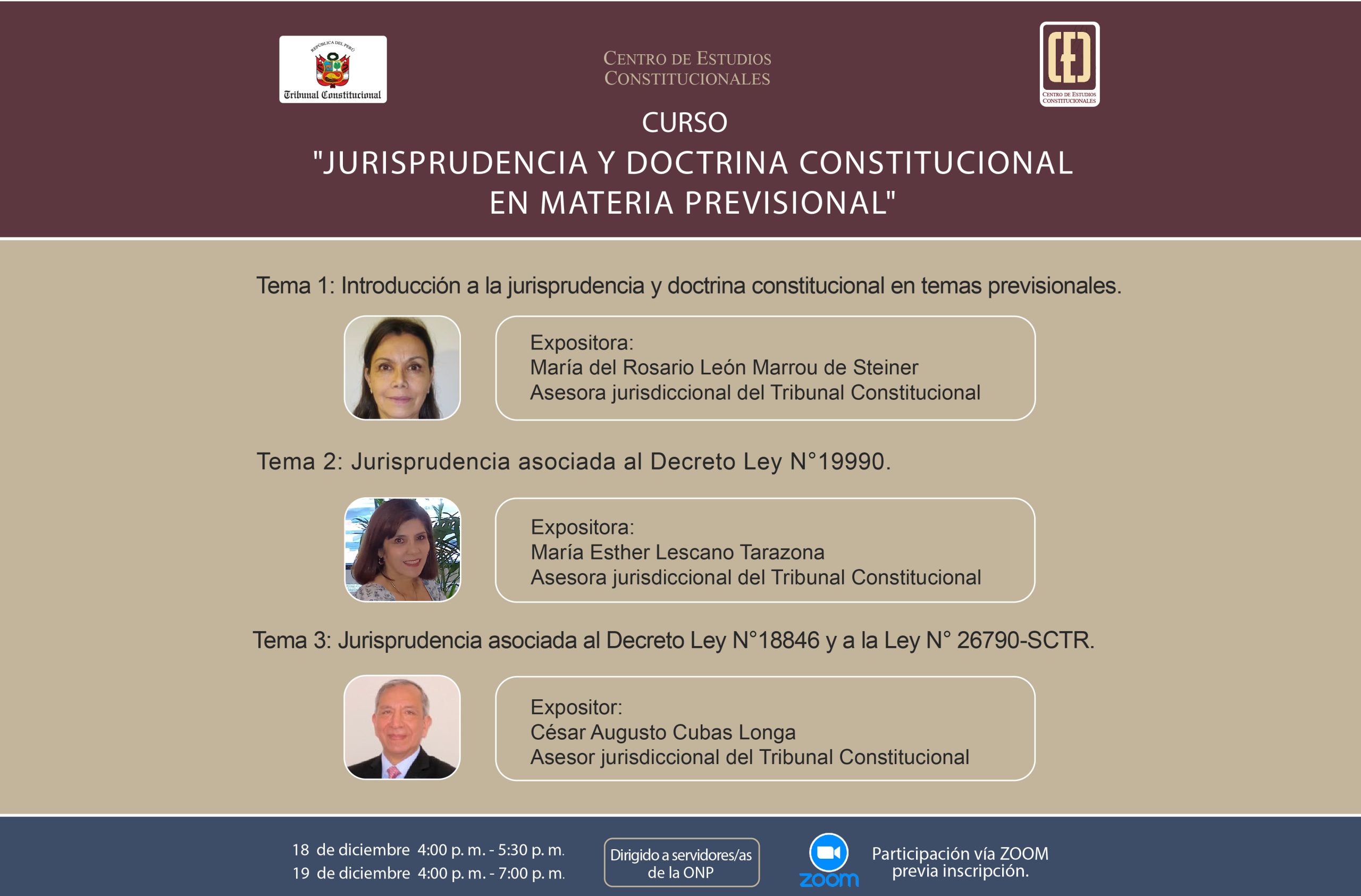 CURSO “JURISPRUDENCIA Y DOCTRINA CONSTITUCIONAL EN MATERIA PREVISIONAL” ORGANIZA EL CEC DEL ...